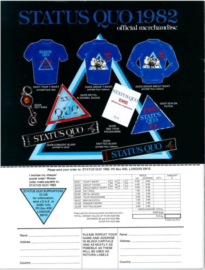 STATUS QUO ONLINE GIGOGRAPHY - 20th Anniversary Tour